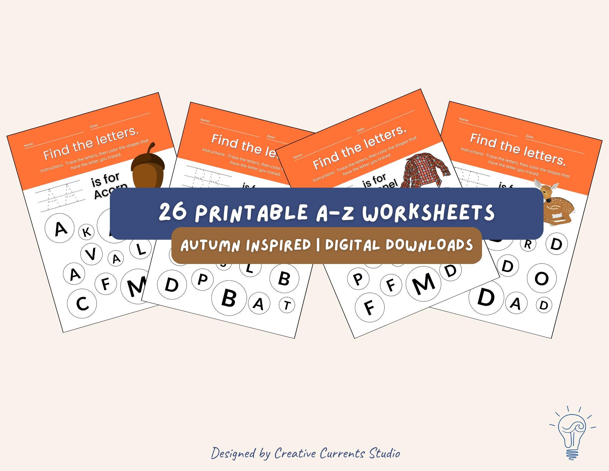 Printable Find the Letters Alphabet Practice Sheets, Fall/autumn ...