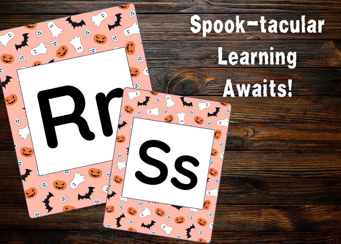 Printable Halloween Theme Alphabet Flash Cards With Bats, Ghosts, and ...