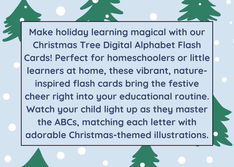 Printable Christmas Theme Alphabet Flash Cards With Christmas Trees and ...