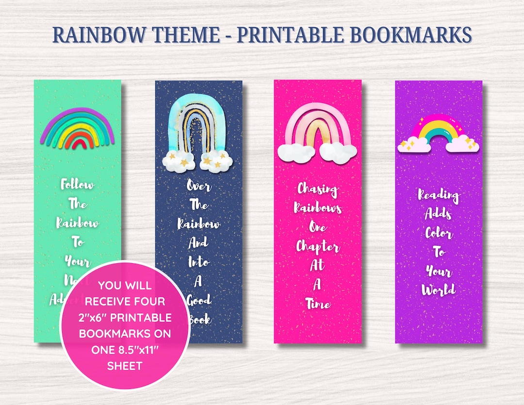 Printable Rainbow Bookmarks for Kids and Classrooms (PNG, PDF, Digital ...