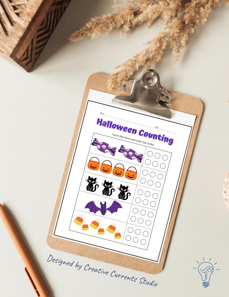 Printable Halloween Worksheets Bundle, Counting Writing Matching ...