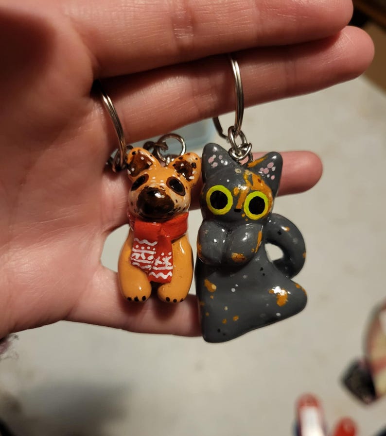Clay Keychains of Pets: Cats, Dogs, Birds, Bunnies Etc - Etsy