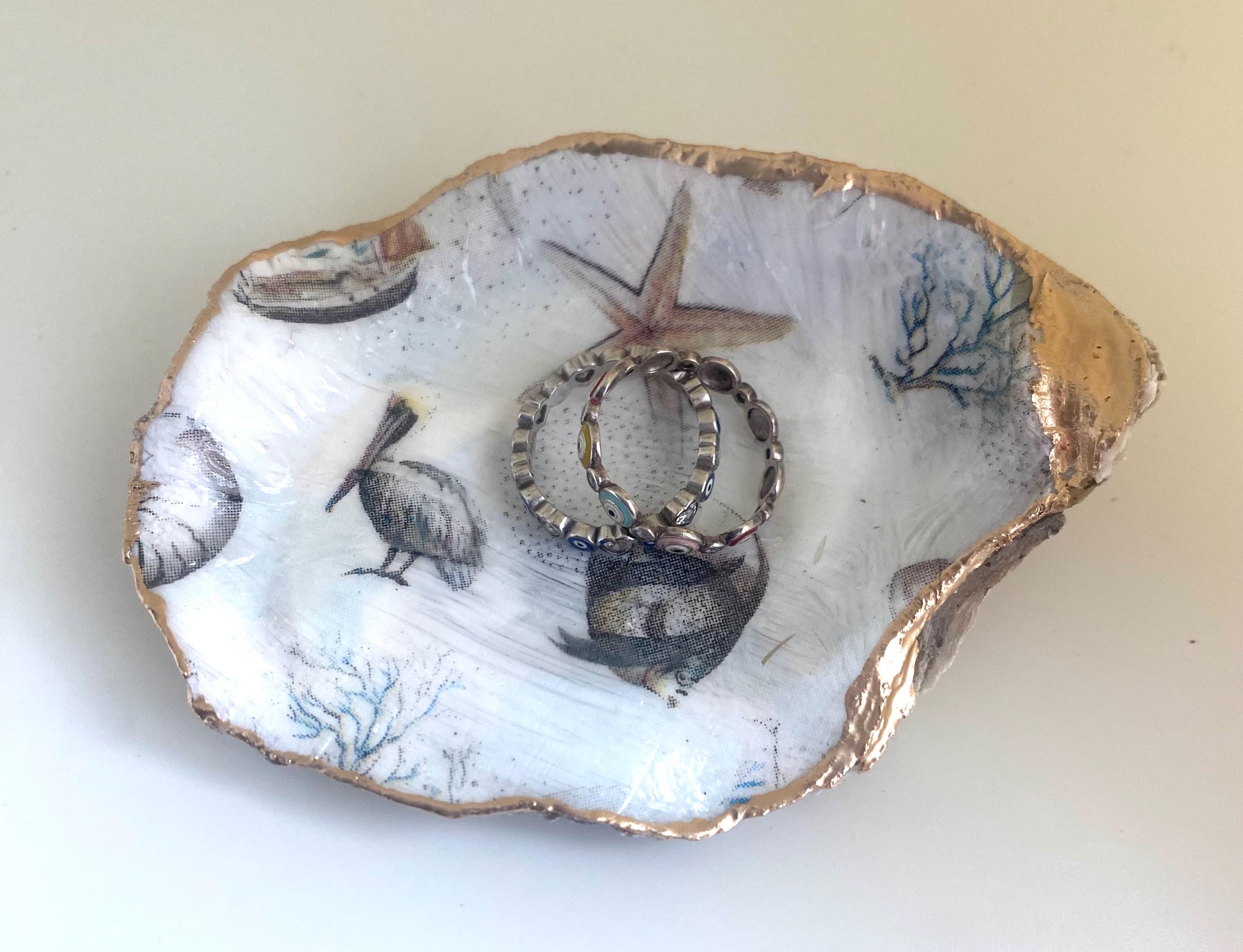 Ocean #2 Design Oyster Ring Dish | Oyster Jewelry Dish | Shell Ring ...