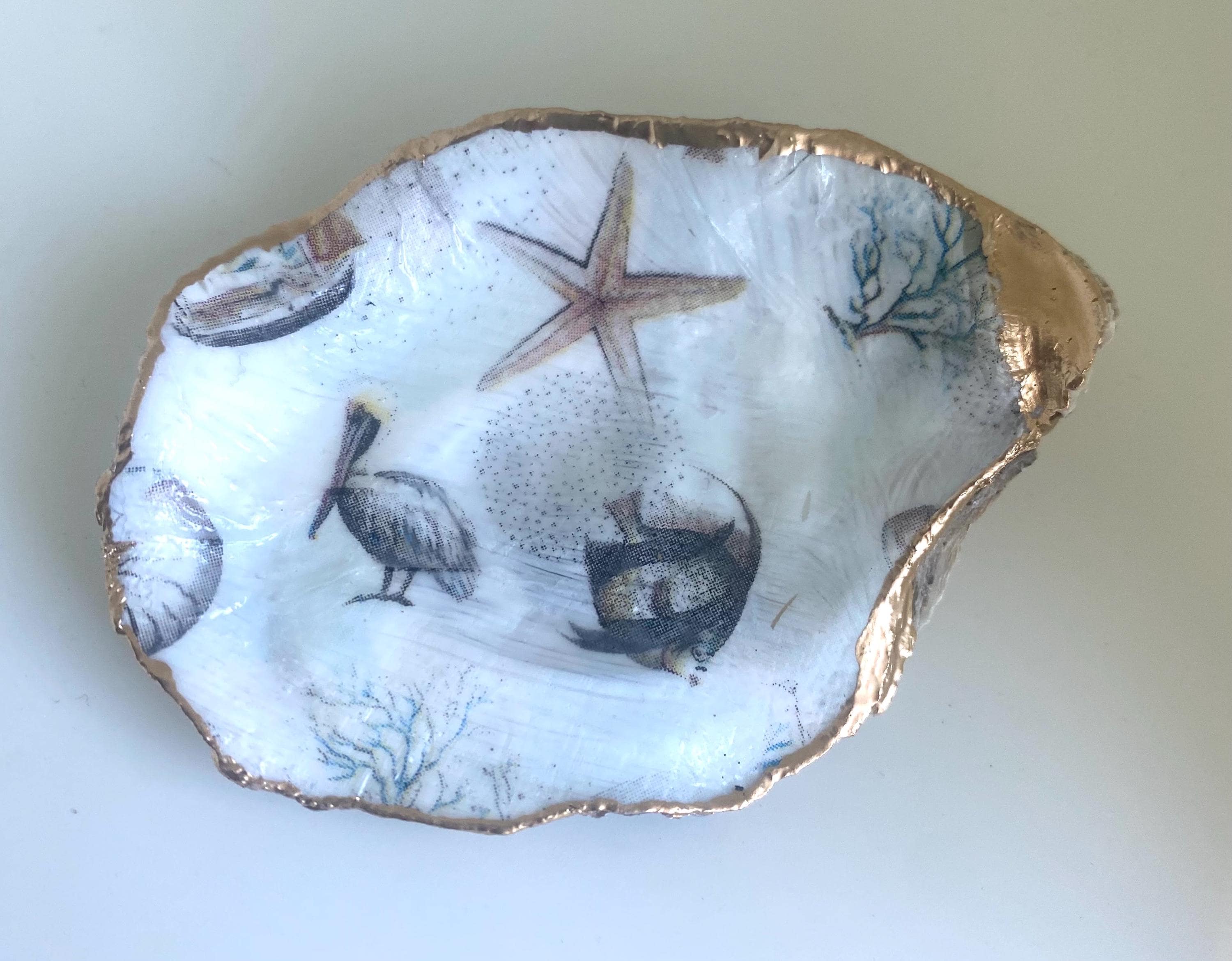 Ocean #2 Design Oyster Ring Dish | Oyster Jewelry Dish | Shell Ring ...