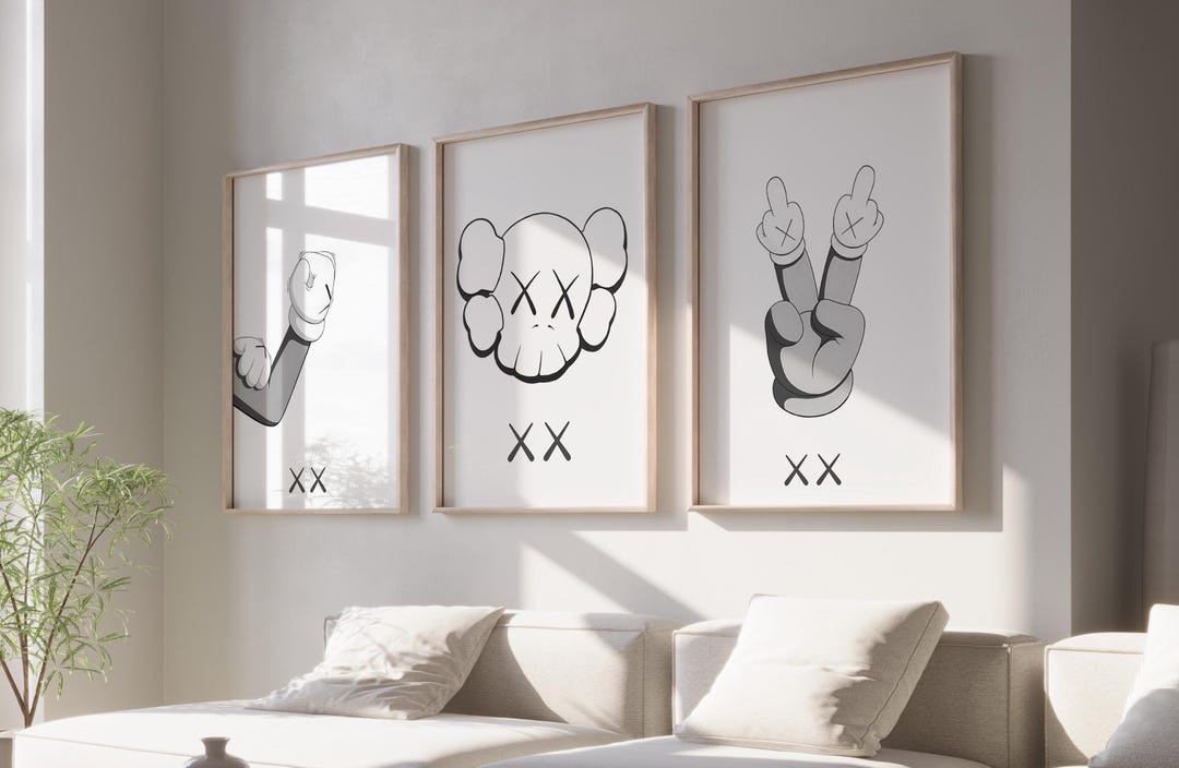 Set of 3 KAWS Poster HYPEBEAST Room Decor Y2K Wall Decor Digital ...