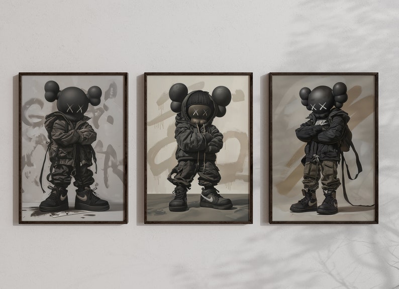 Hypebeast KAWS Poster Set of 3 Printable Kaws Wall Art Hypebeast Decor ...