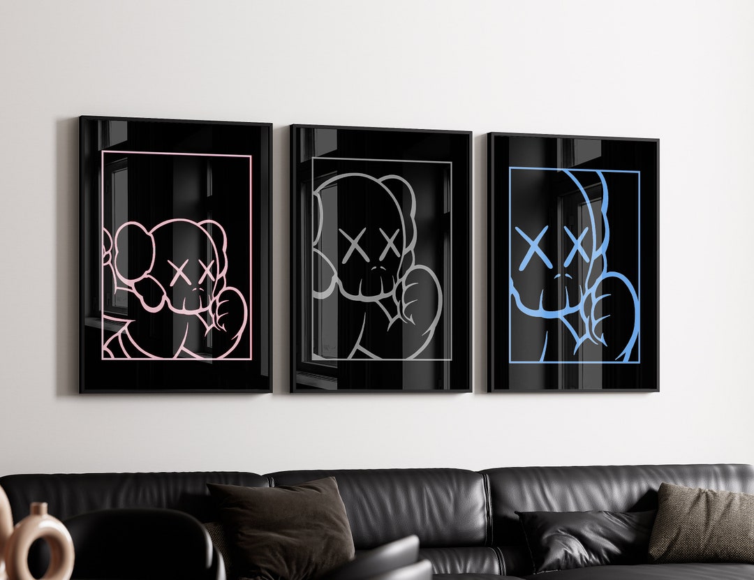 Kaws Poster Set of 3 Hypebeast Decor Kaws Wall Art Kaws Poster Art ...