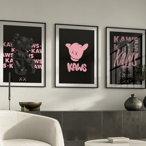Pink KAWS Poster Set HYPEBEAST Wall Art Kaws Art Prints Contemporary ...