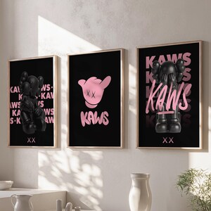 Pink KAWS Poster Set - HYPEBEAST Wall Art Kaws Art Prints Contemporary ...