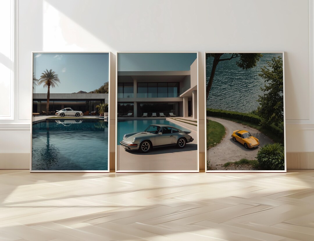 Classic Porsche Wall Art Set of 3 Vintage Porsche 911 Prints Old Money ...