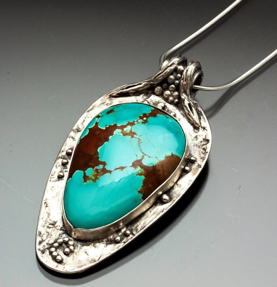 Silver and Turquoise Pendant Necklace Woman Owned Oregon Made Handmade ...