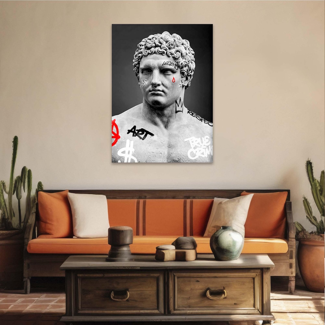 Greek Statue Graffiti Poster, Greek Art, Modern Decor Home Art, Greek ...