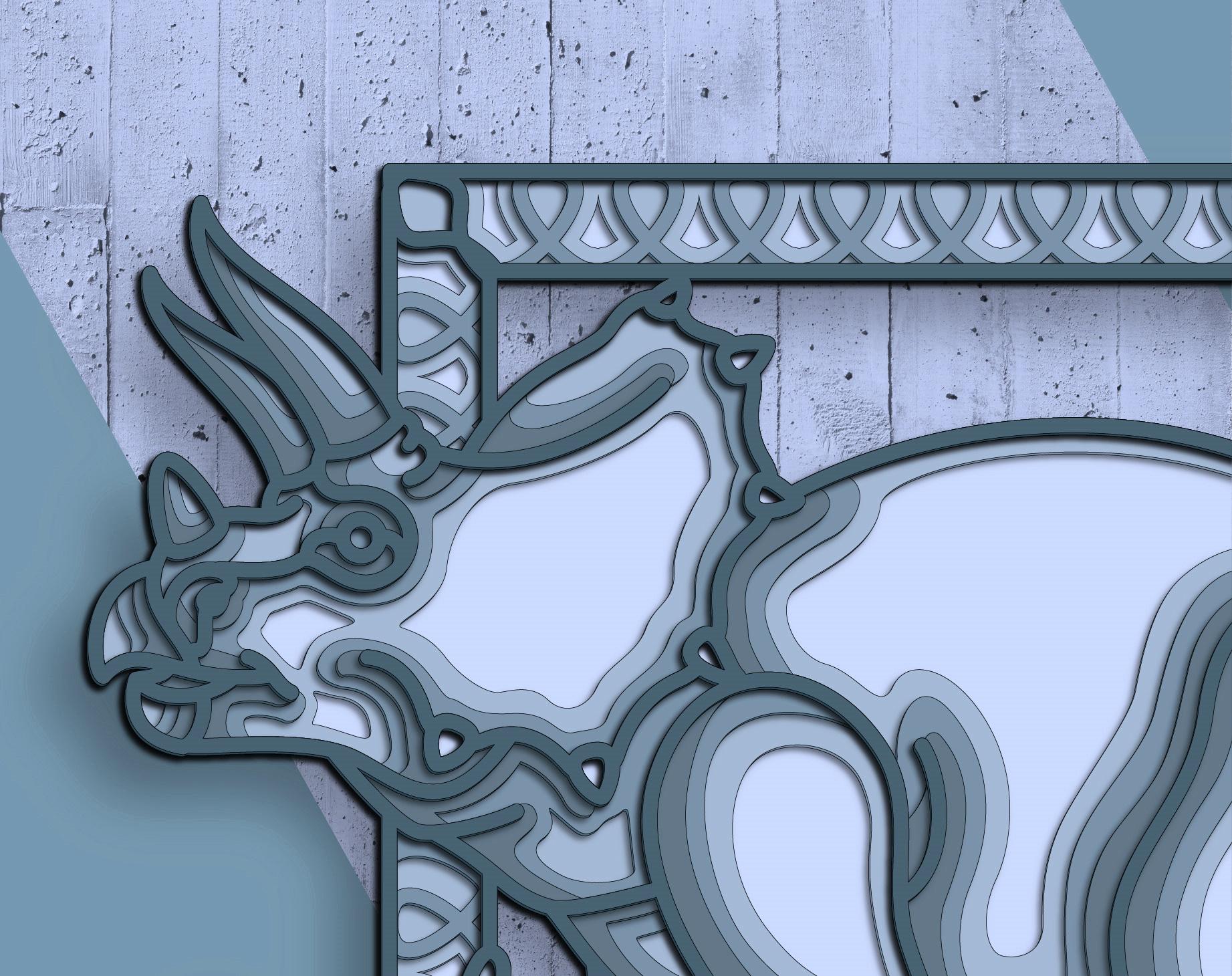 Triceratops SVG, Dinosaur Laser Cut File, 3D Layered Art, Dino DXF ...
