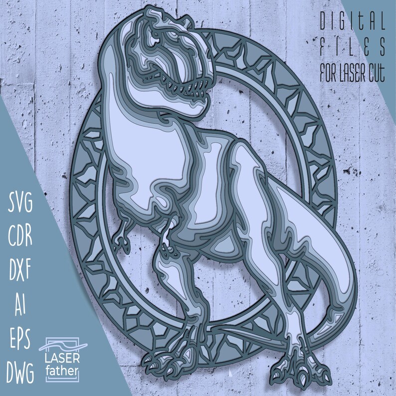 Tyrannosaurus Rex SVG, Dino Laser Cut, Multilayer Design, Dinosaur DXF ...