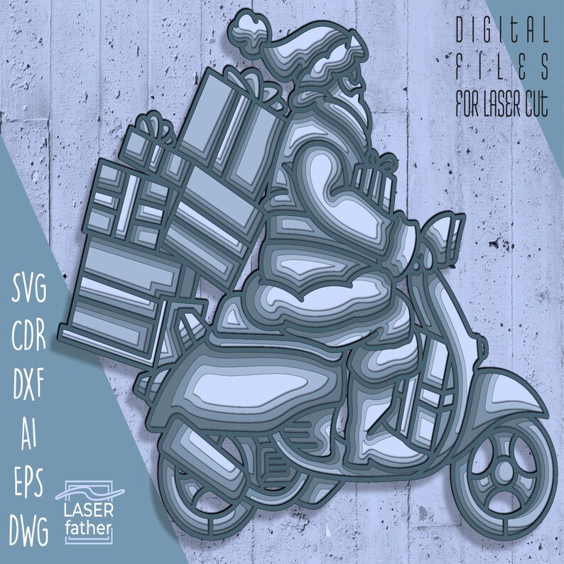 Santa Laser Cut File, Christmas Cricut Designs, Present SVG, Layered ...