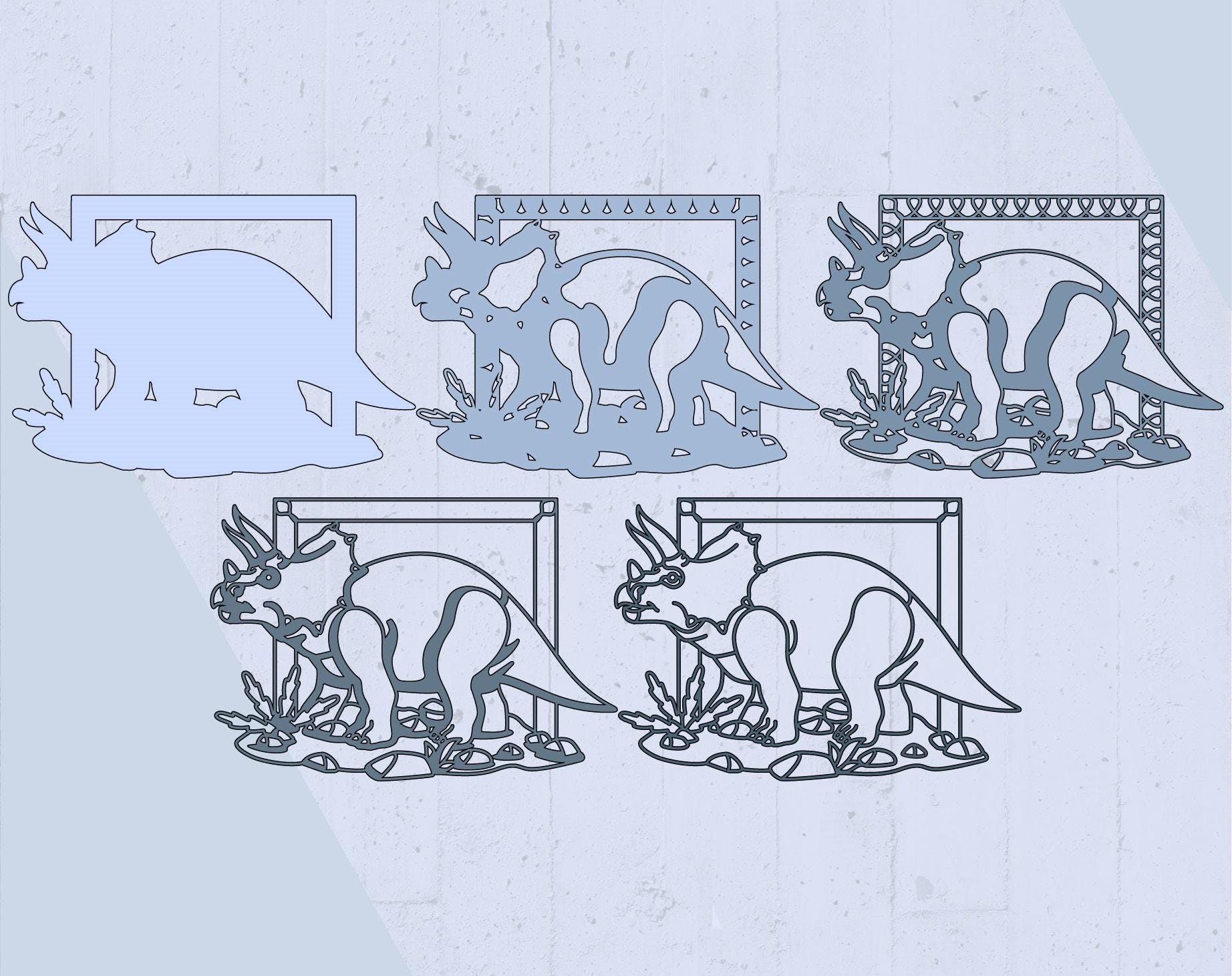 Triceratops SVG, Dinosaur Laser Cut File, 3D Layered Art, Dino DXF ...