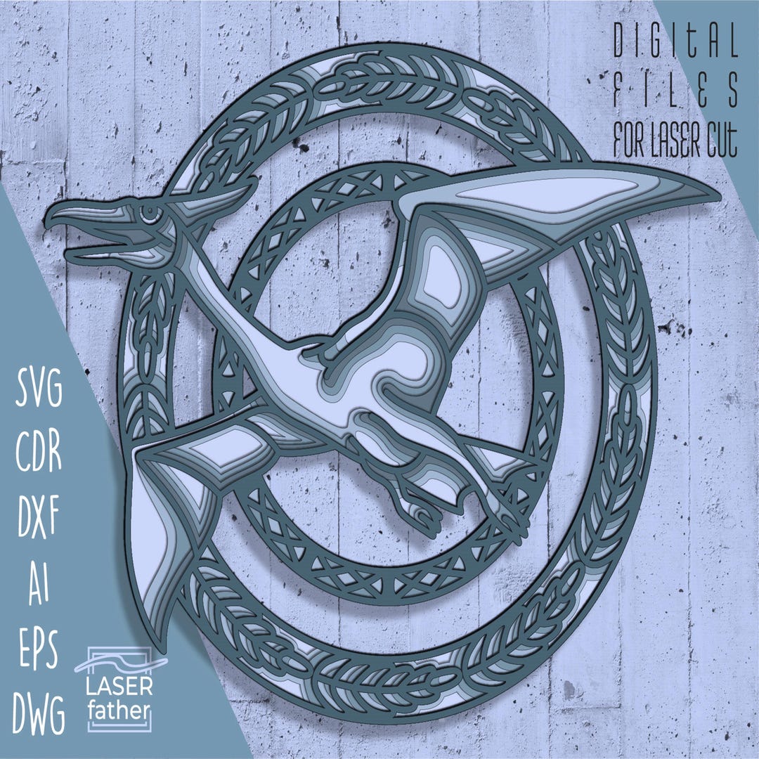 Pterodactyl SVG, Dinosaur DXF, 5 Layered Art, Laser Ready Files, Cricut ...