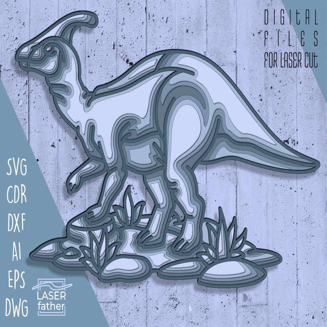 Dino DXF, 5 Layers, Cricut, CNC, Multilayered Laser Cut, Jurassic World ...