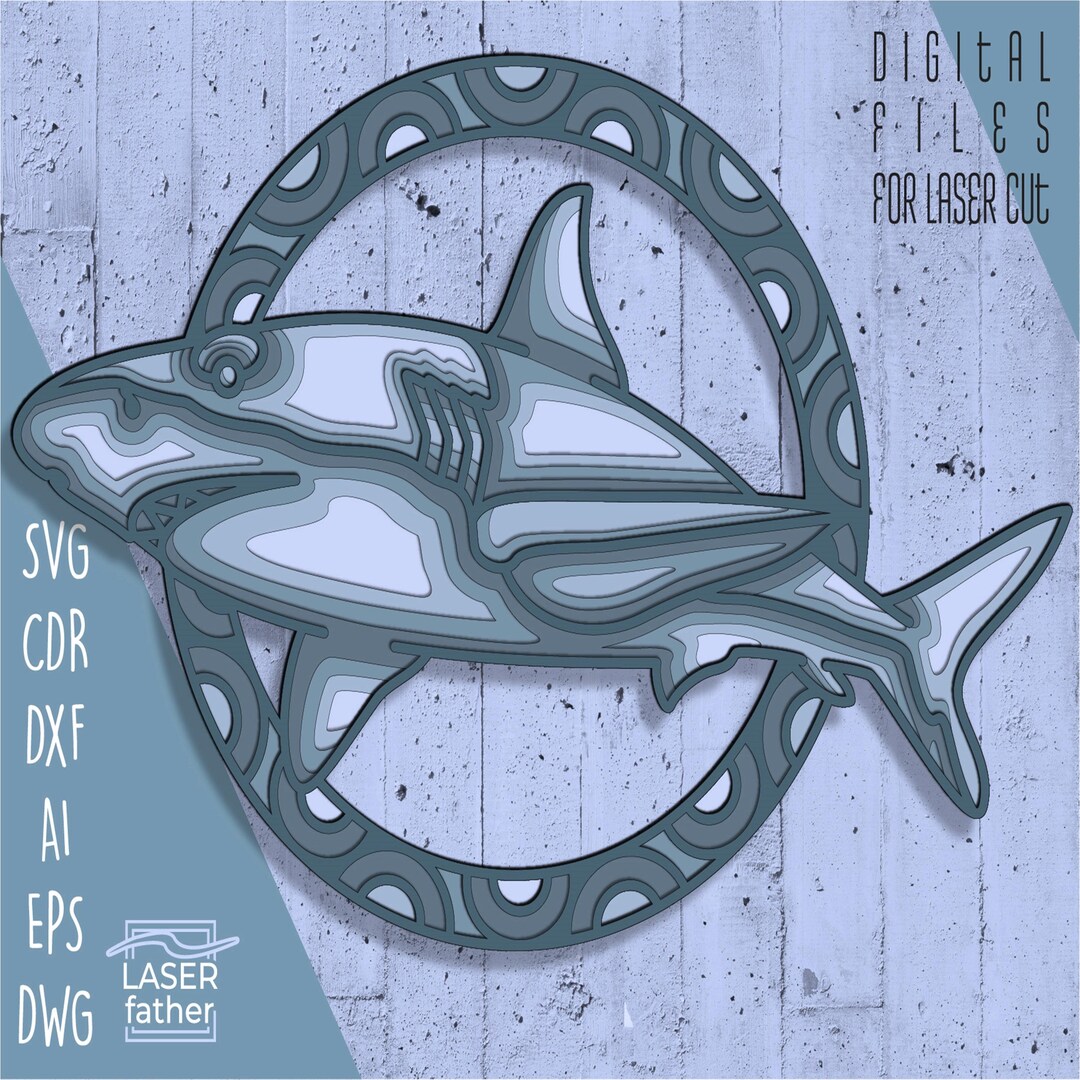 Shark Multilayer SVG, Cricut Cut Template, Ocean Animal Art, Digital ...