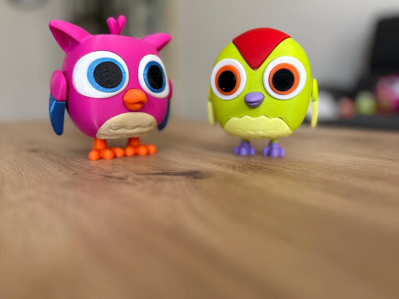 Hop Hop the Owl & Peck Peck the Woodpecker Figurine Set: Eco-friendly ...