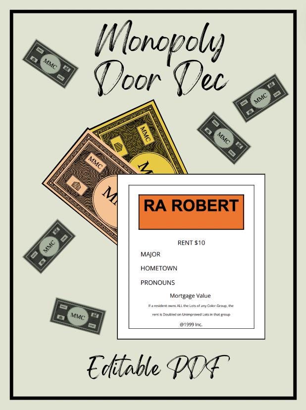 RA Monopoly Door Decorations - Etsy