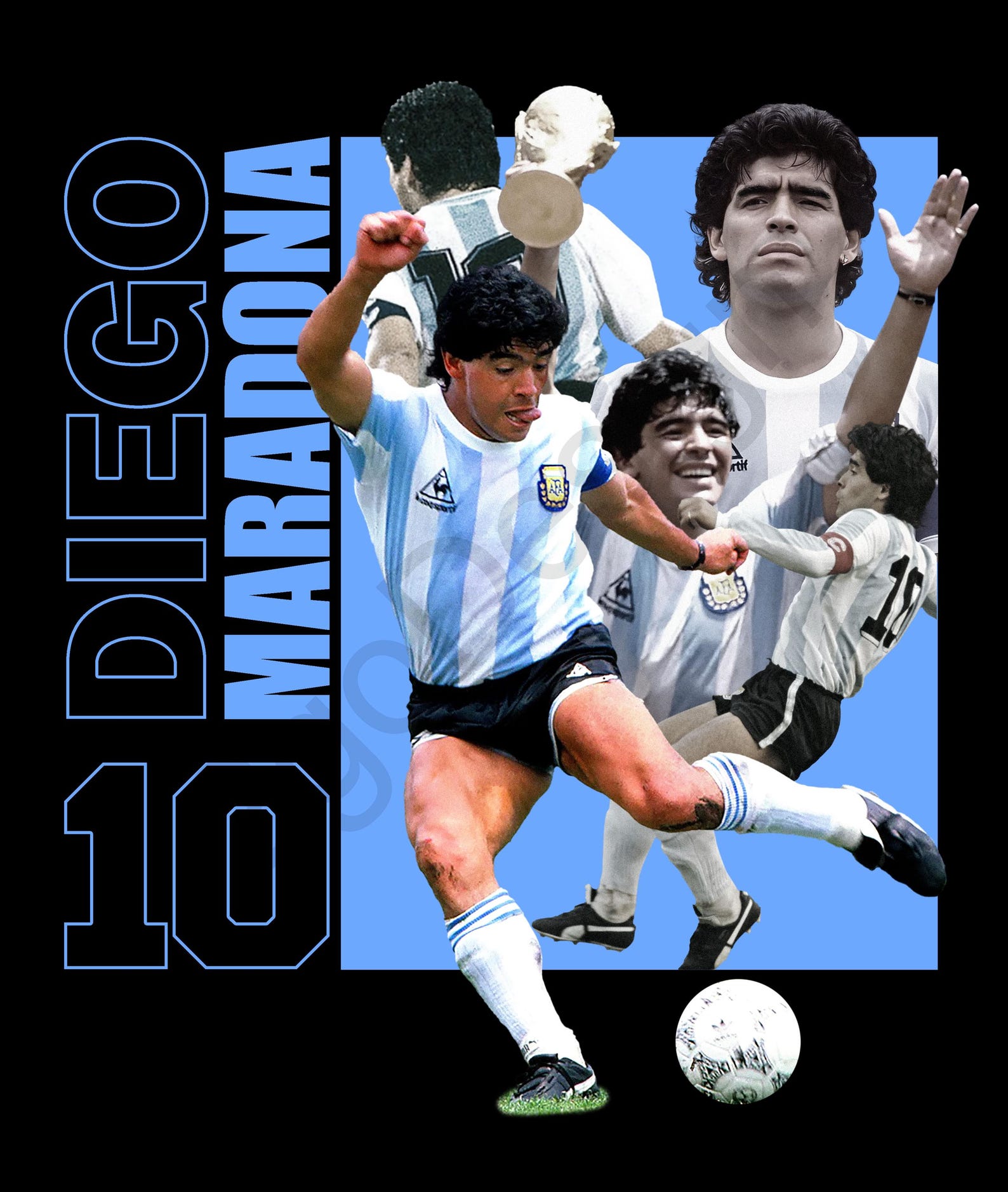 Maradona Soccer T-shirt Design: Streetwear Football Graphic (PNG ...