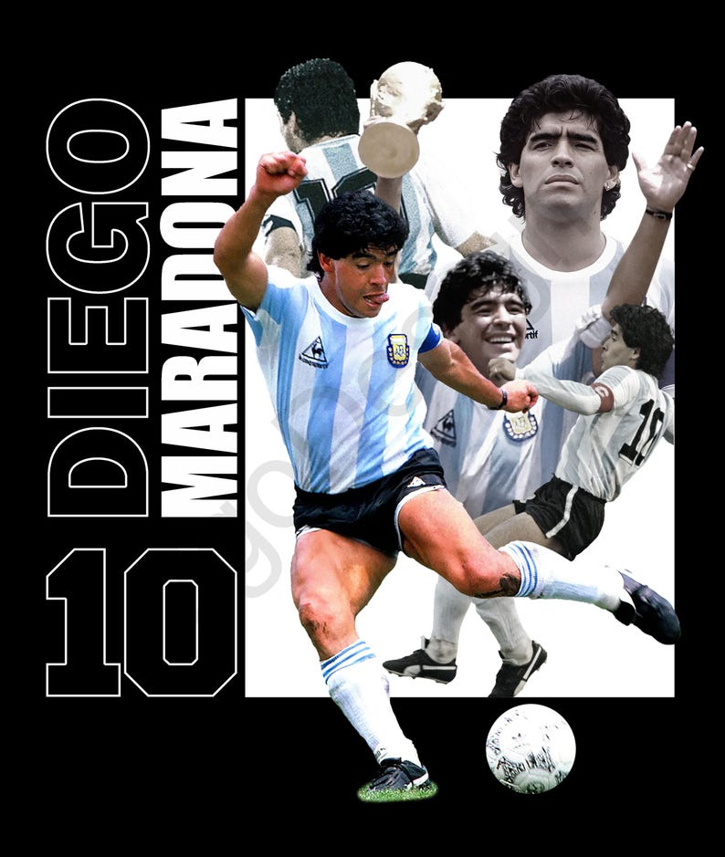 Maradona Soccer T-shirt Design: Streetwear Football Graphic (PNG ...