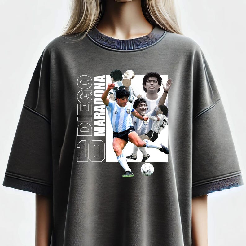 Maradona Soccer T-shirt Design: Streetwear Football Graphic (PNG ...
