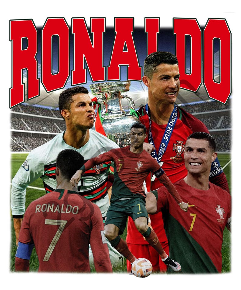Retro 90s Ronaldo T-shirt Design: Soccer Graphic Sublimation, Bootleg ...