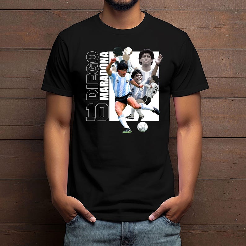 Maradona Soccer T-shirt Design: Streetwear Football Graphic (PNG ...