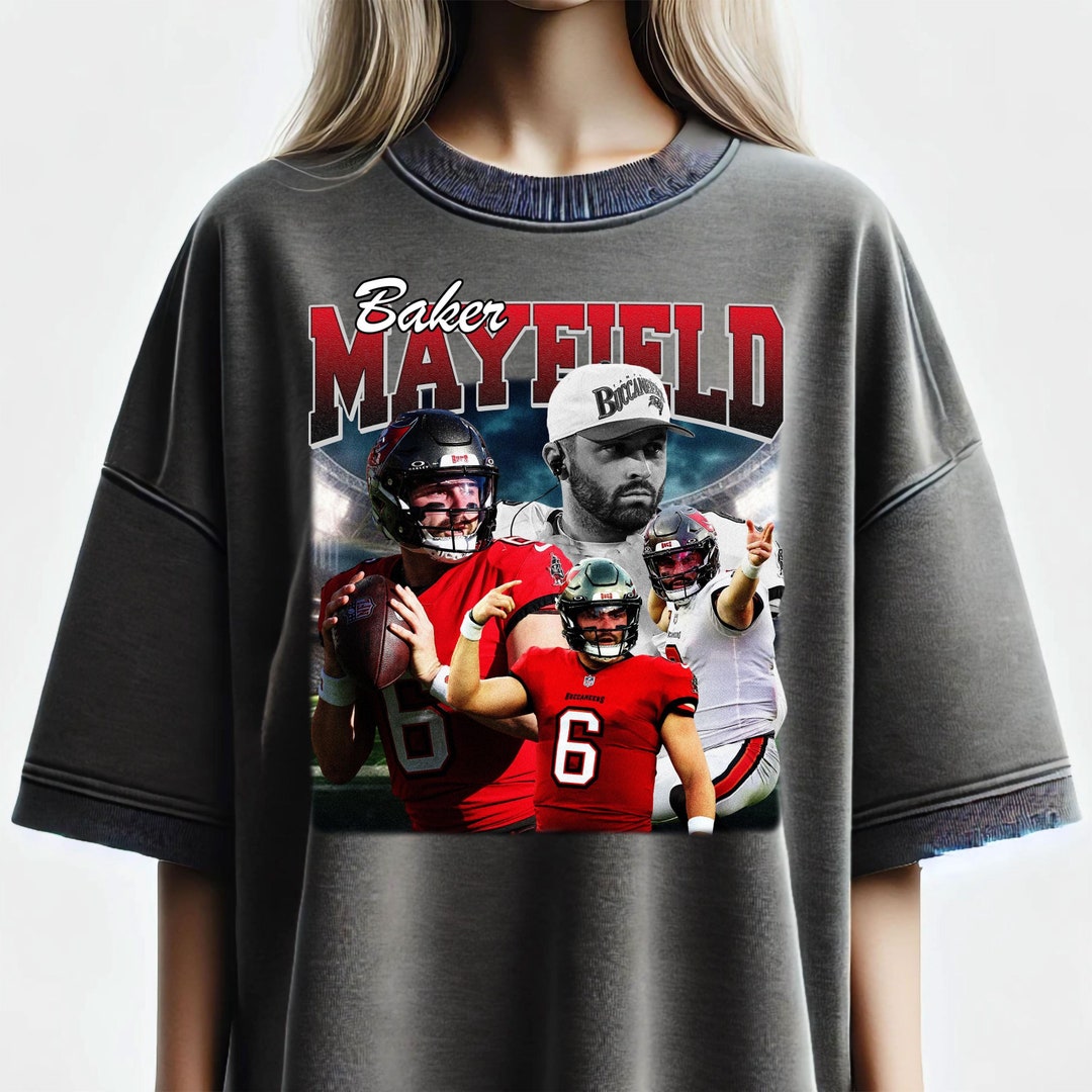 Retro Baker Mayfield T-shirt Design: Football Graphic Tee, 90s Bootleg ...