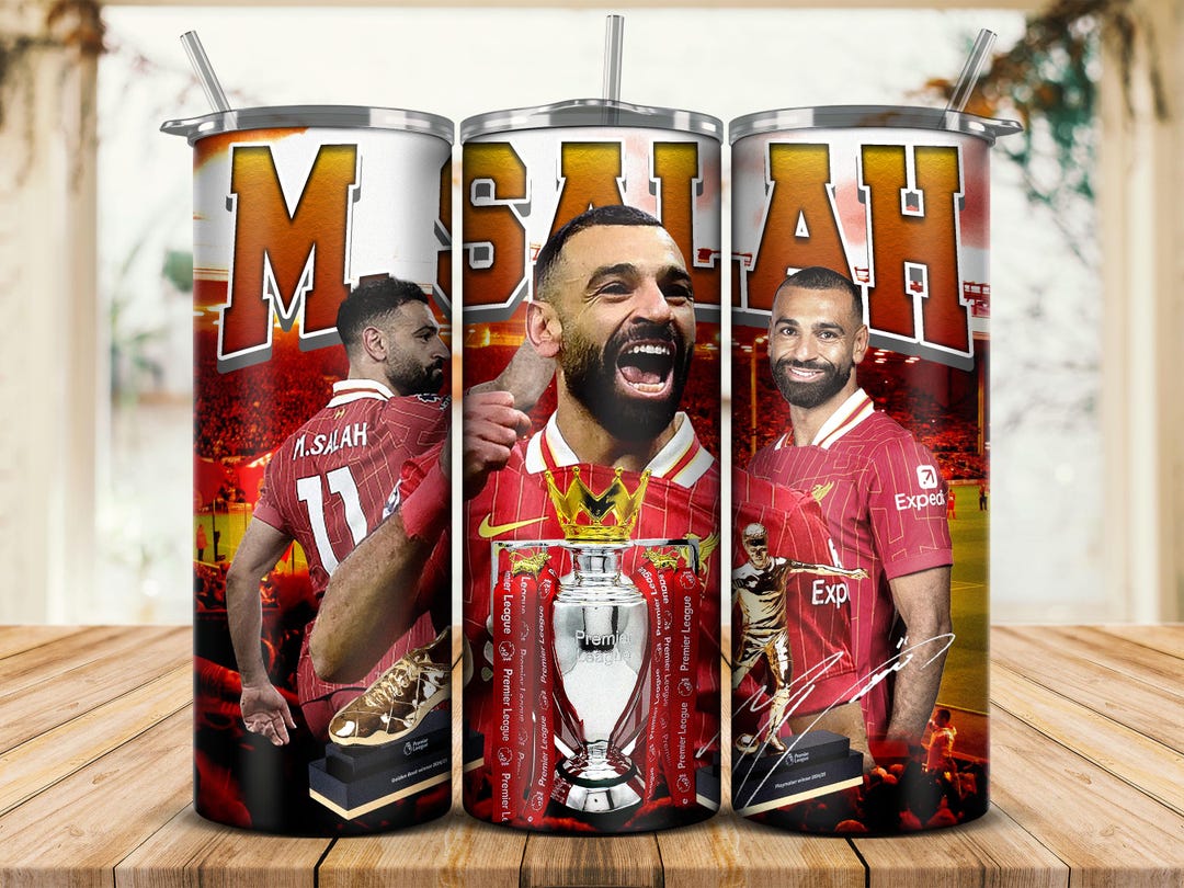 Mo Salah Tumbler Wrap Design: Golden Boot, Playmaker (PNG Digital ...
