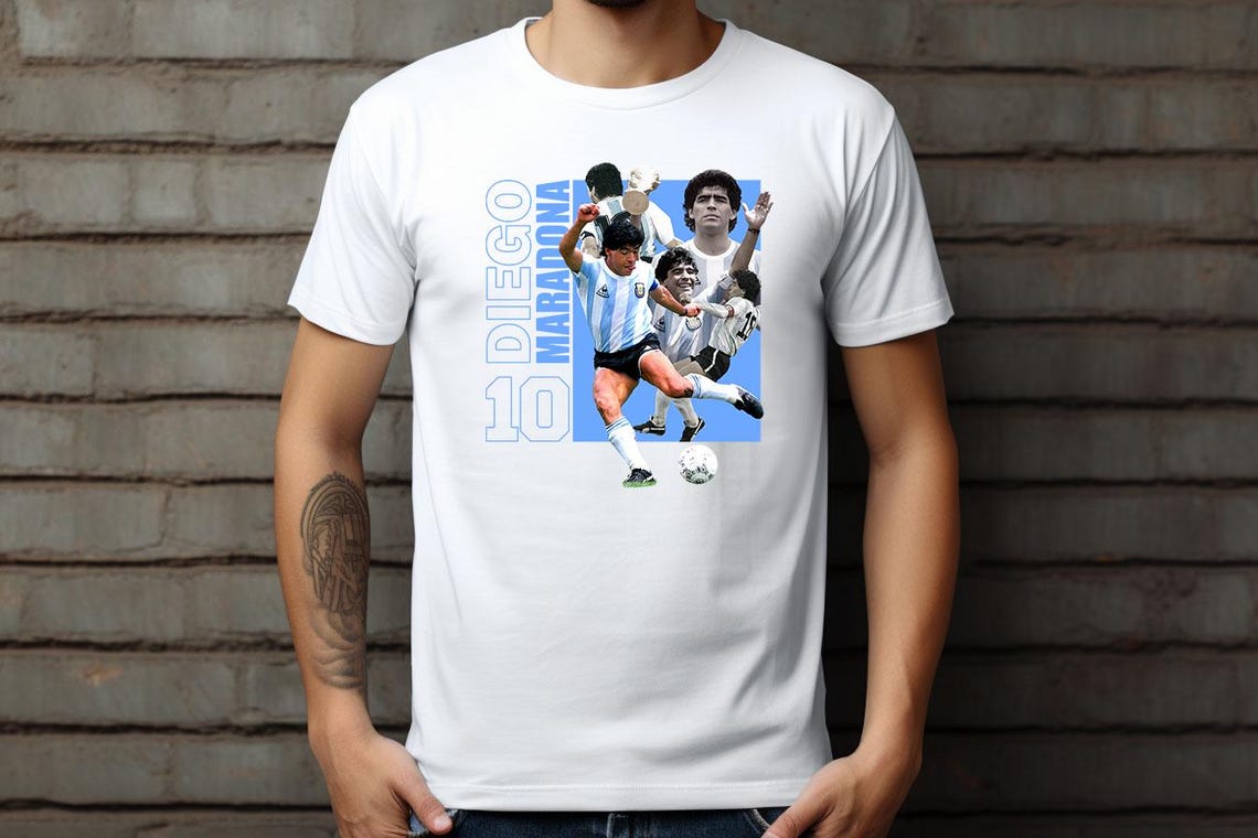 Maradona Soccer T-shirt Design: Streetwear Football Graphic (PNG ...