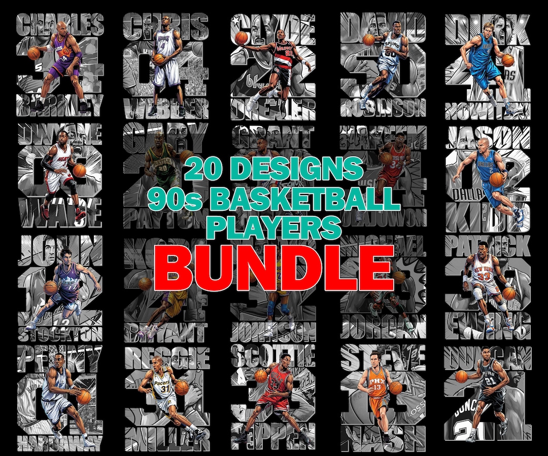 90s Basketball Player Comic Image Design Bundle, 20 Designs PNG Digital ...