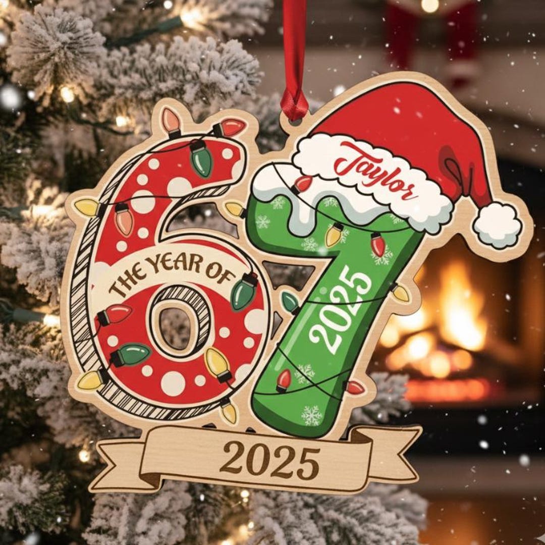 Personalized 67 Meme Wooden Christmas Ornament, Gen Alpha Gift - Etsy