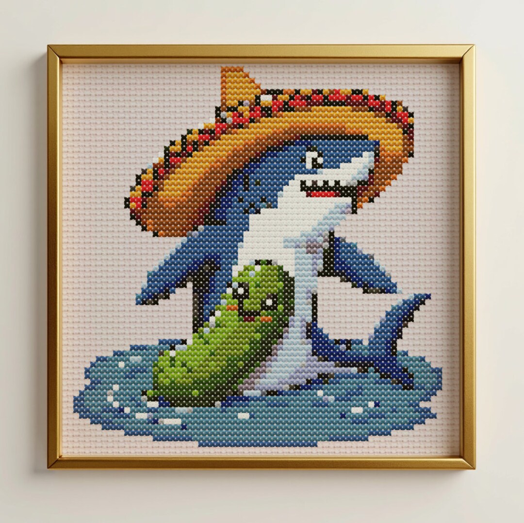 Cross Stitch Shark and Pickle, Cross Stitch Pattern, PDF Digital ...