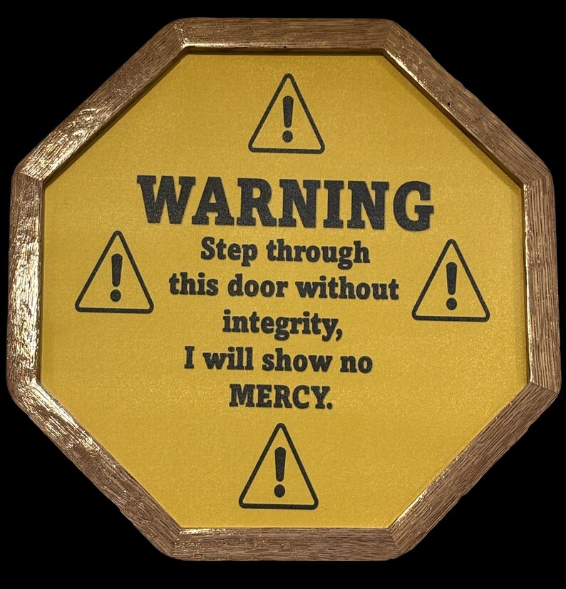 Warning Sign Canvas and Wood Octagon - Etsy