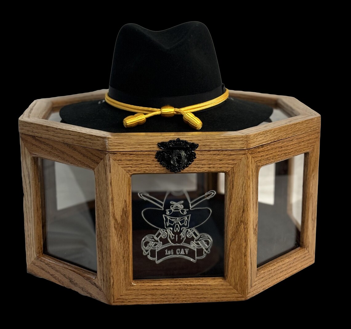 Large Oak Octagon Hat Display Case/ Without Plexiglass Etching - Etsy
