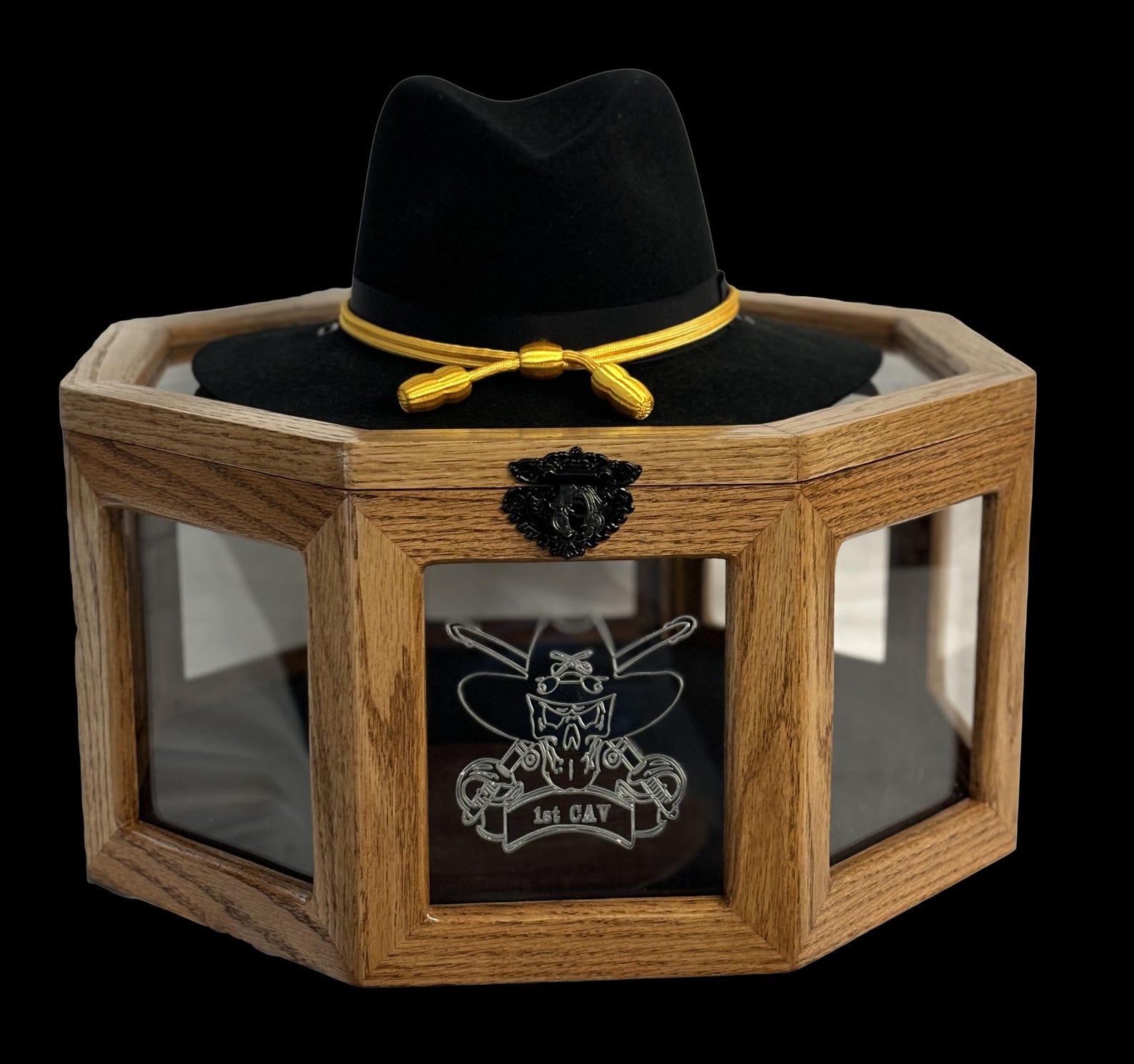 Large Oak Octagon Hat Display Case/ Without Plexiglass Etching - Etsy