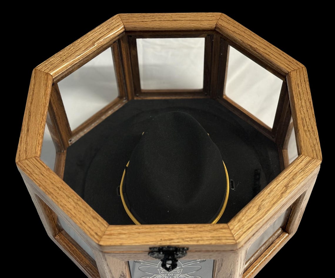 Large Oak Octagon Hat Display Case/ Without Plexiglass Etching - Etsy