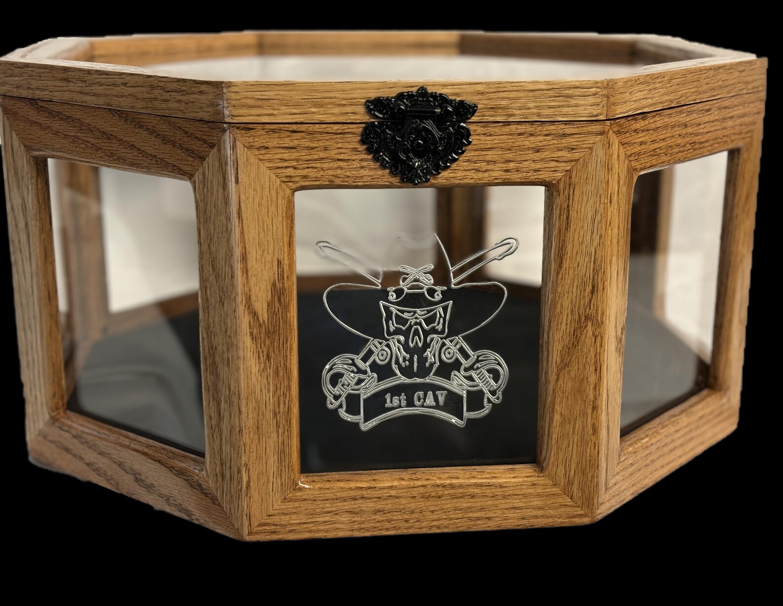 Large Oak Octagon Hat Display Case/ Without Plexiglass Etching - Etsy