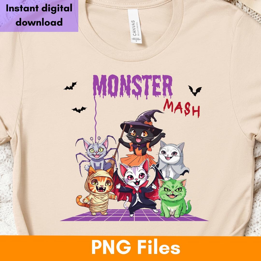 Halloween Cat Png, Spooky Season Png, Cat Lovers Png, Monster Mash, Cat ...