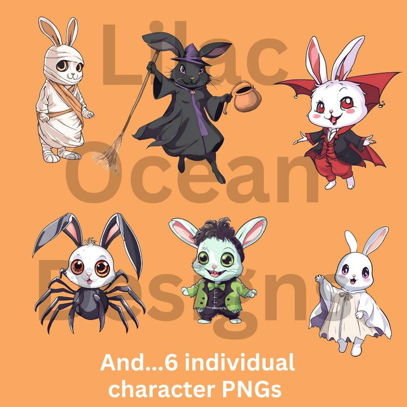 Halloween Rabbit Png, Spooky Season Png, Rabbit Lovers Png, Monster ...