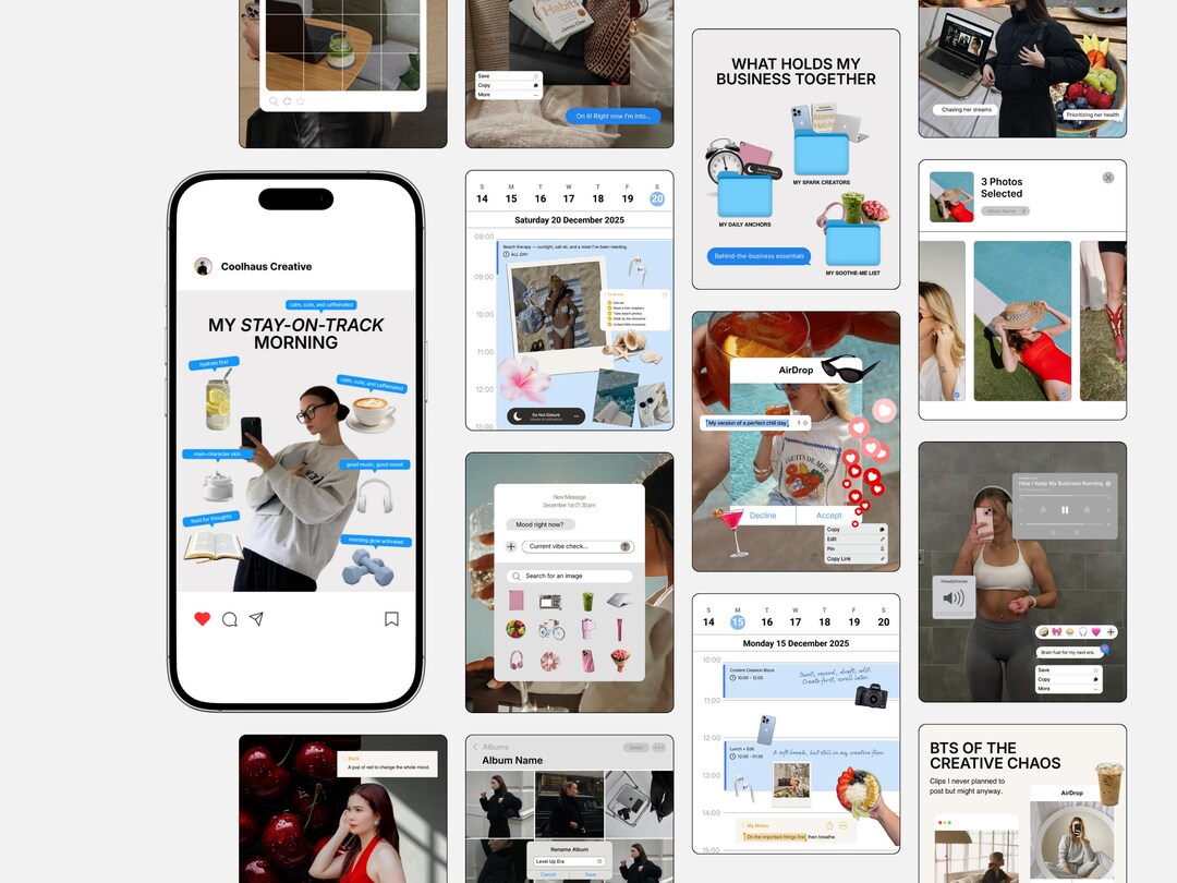 IOS Core Instagram Templates | Canva Scrapbook Social Media Stories - Etsy