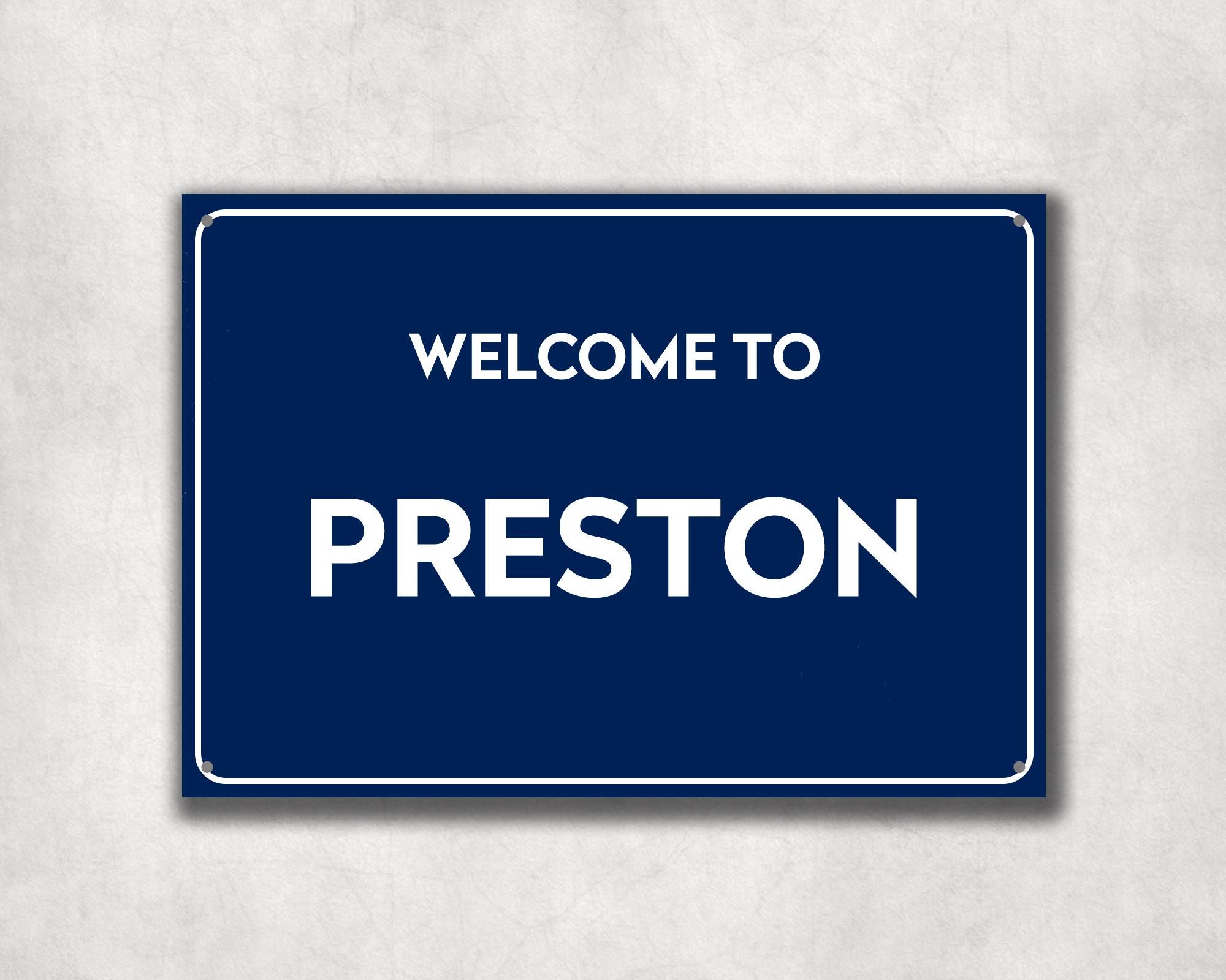 Preston Welcome to Sign Metal Wall Sign Retro Vintage Man Cave Home Bar ...