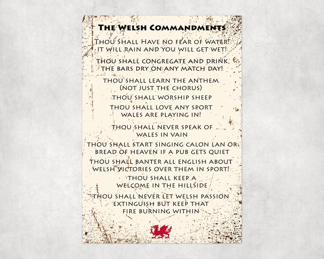 Welsh Commandments Metal Street Sign: Welsh Souvenir Gift - Etsy