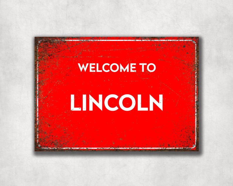Lincoln Welcome to Sign Metal Wall Sign Retro Vintage Man Cave Home Bar ...