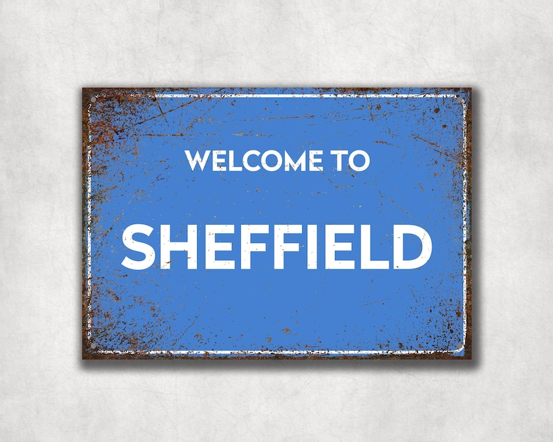 Sheffield Welcome Sign: Retro Metal Wall Art for Home Bar - Etsy