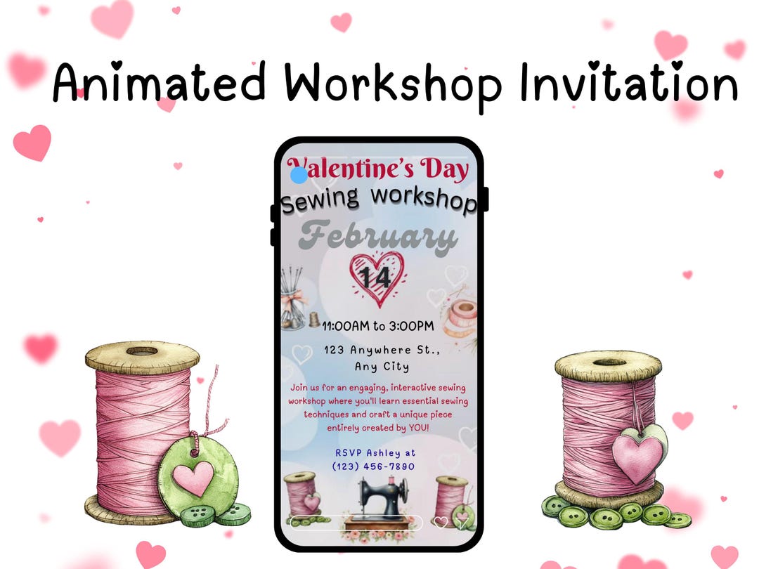 Animated Valentines Digital Sewing or Quilting Workshop Invitation - Etsy