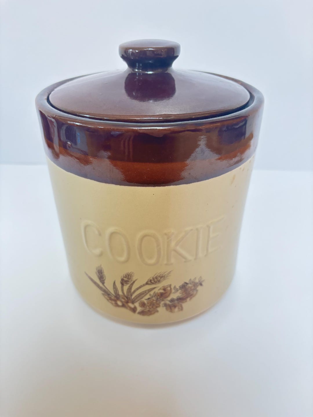 Vintage Stoneware Wheat Pattern Cookie Jar 8" - Etsy